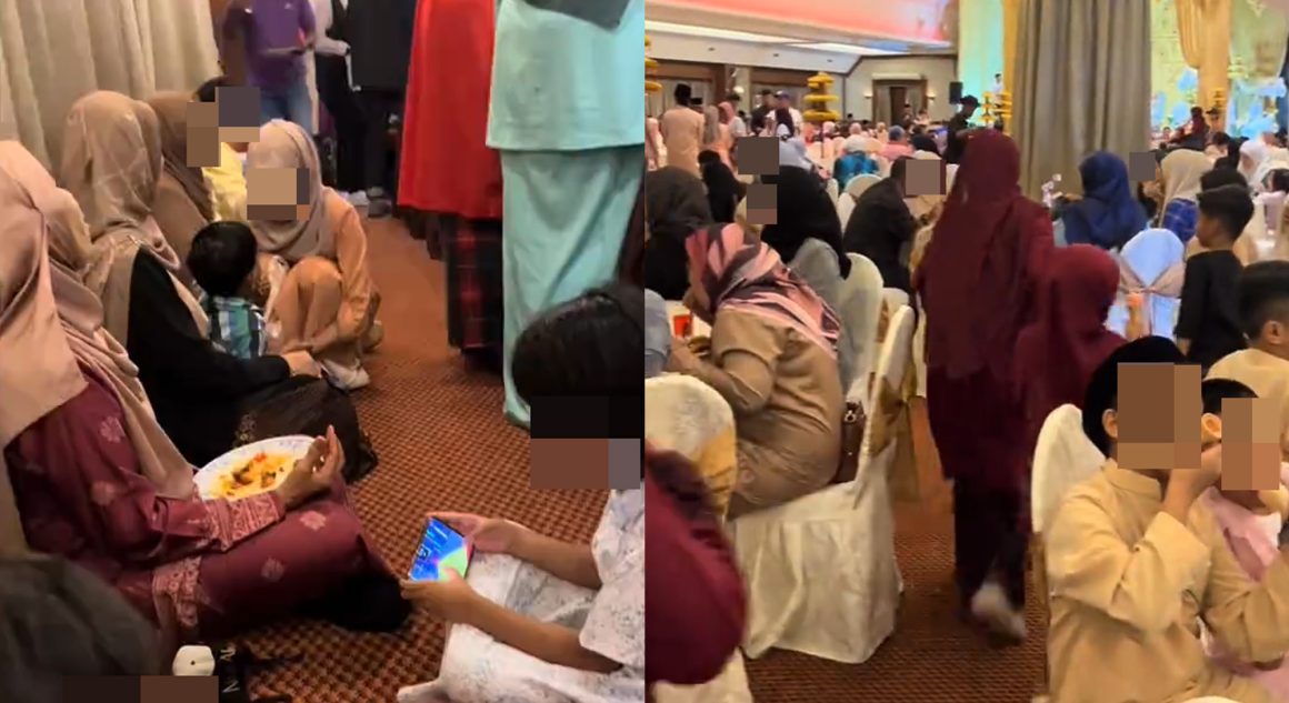 Ramai duduk makan di lantai, sebab tetamu yang dah selesai masih duduk ...