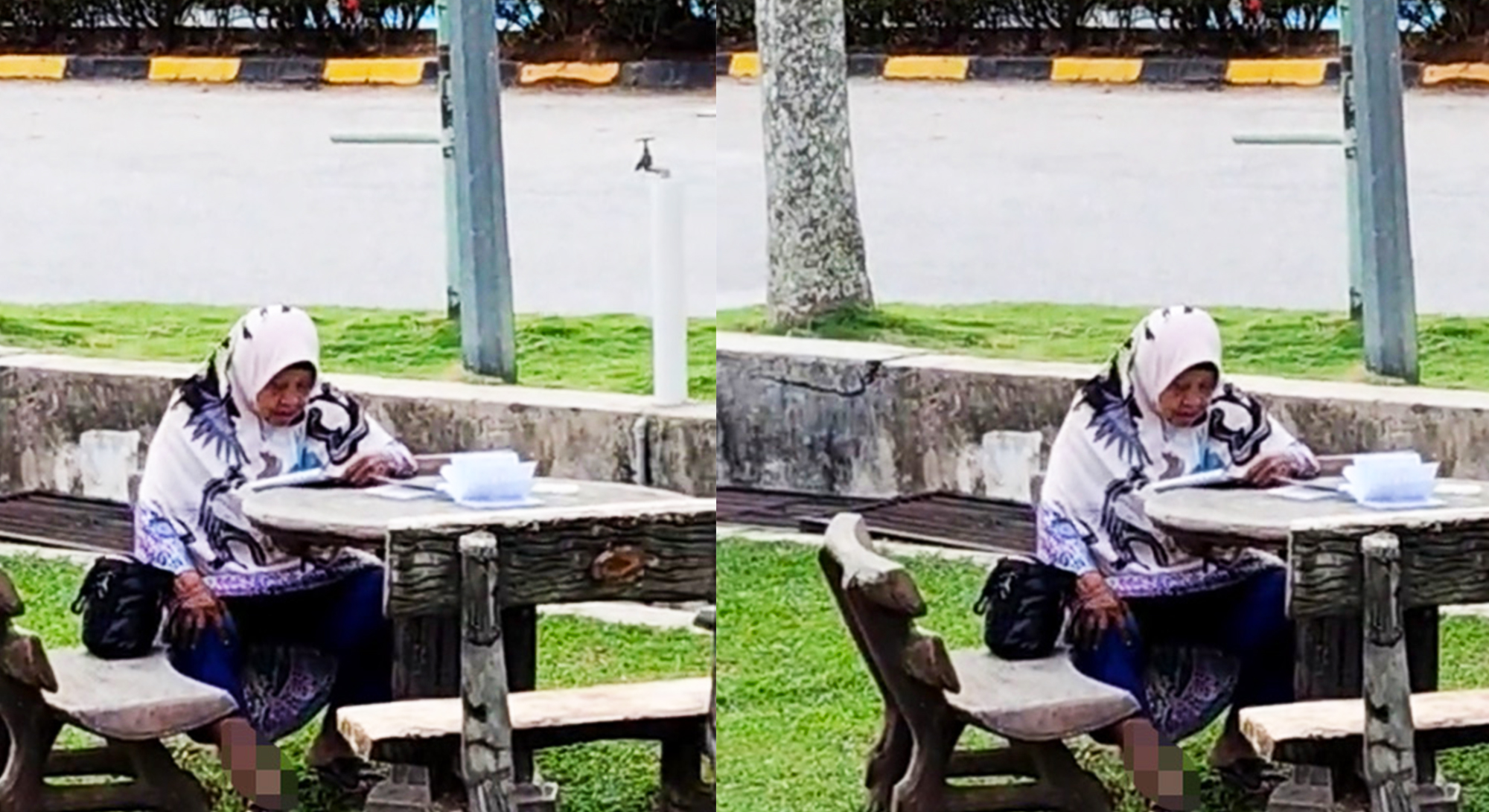 Nenek tunggu cucu ambil peperiksaan SPM sambil baca surah Yasin ...